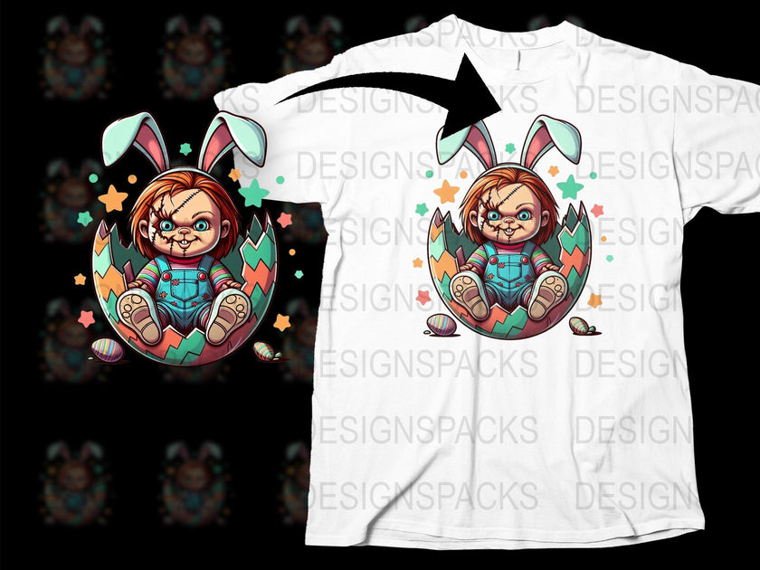 Chucky Easter Bunny Character Fun Graphic Png Digital Download