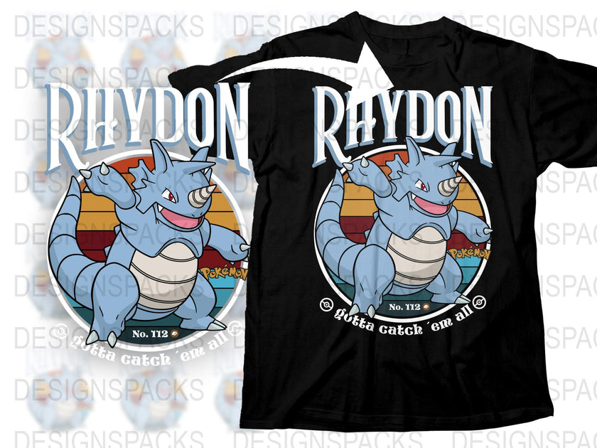 Rhydon Retro Graphic Distressed Look Png Digital Download