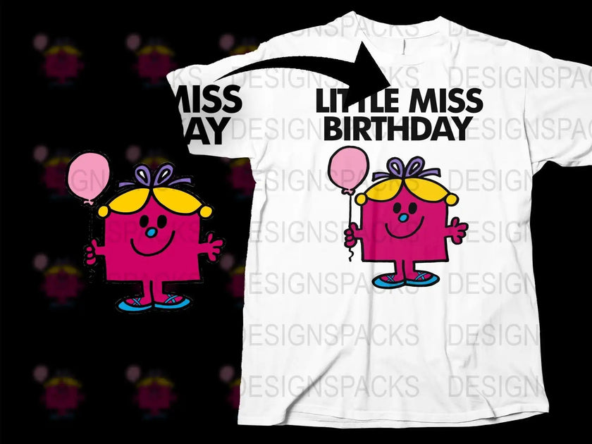 Little Miss Birthday Graphic Design Png Digital Download