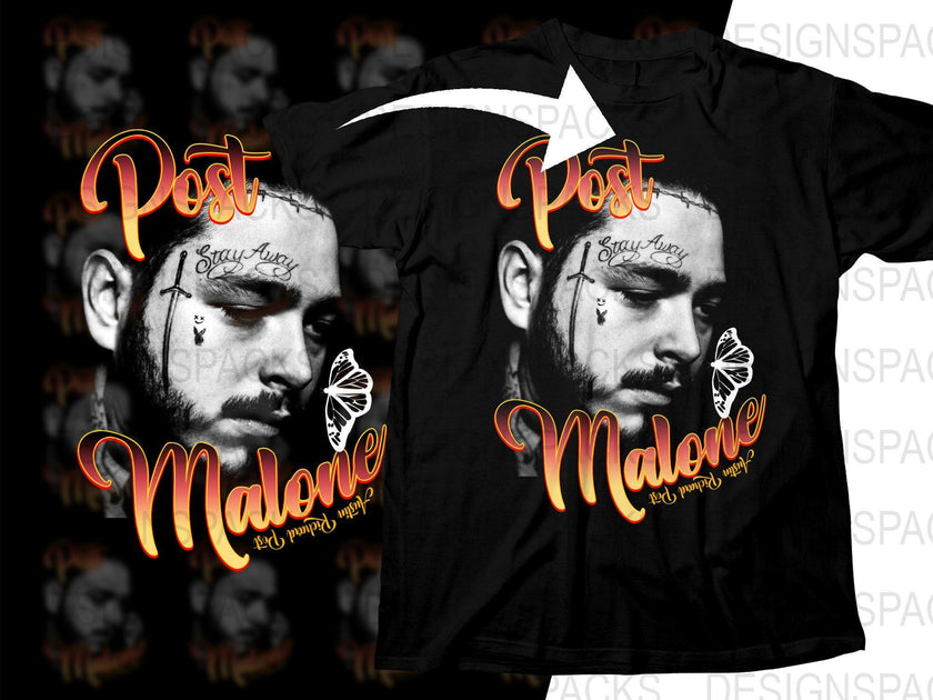 Stylized Post Malone Face Tattoo Design Png Digital Download