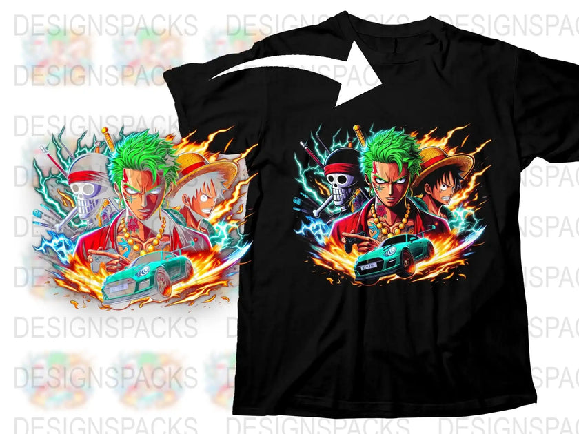 Vibrant Roronoa Zoro One Piece Art Inspired Halftone Png Digital Downl