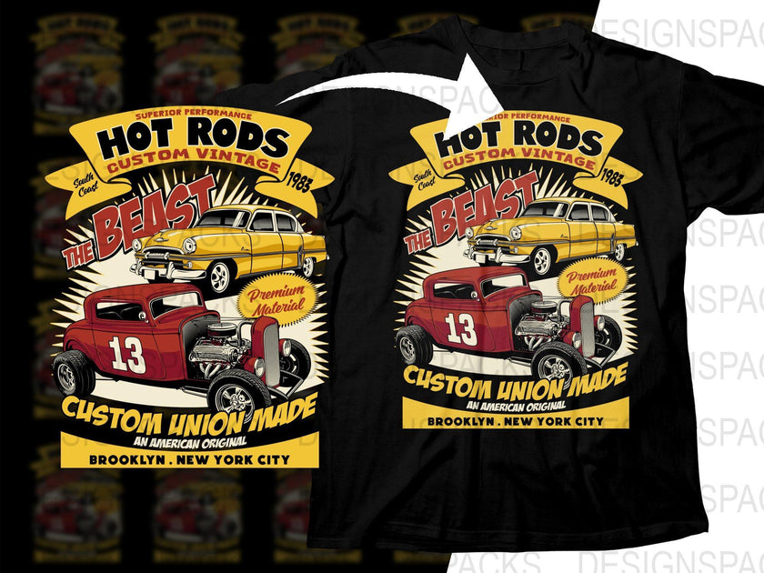 Iconic Hot Rods Custom Vintage Png Digital Download from 1985