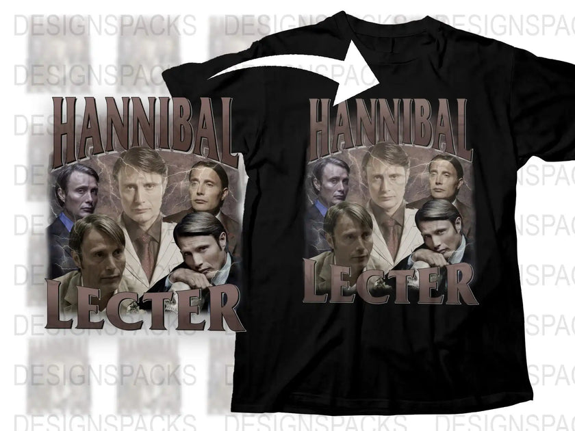 Hannibal Lecter Portrait Five Faces Art Fan Design Png Digital Downloa