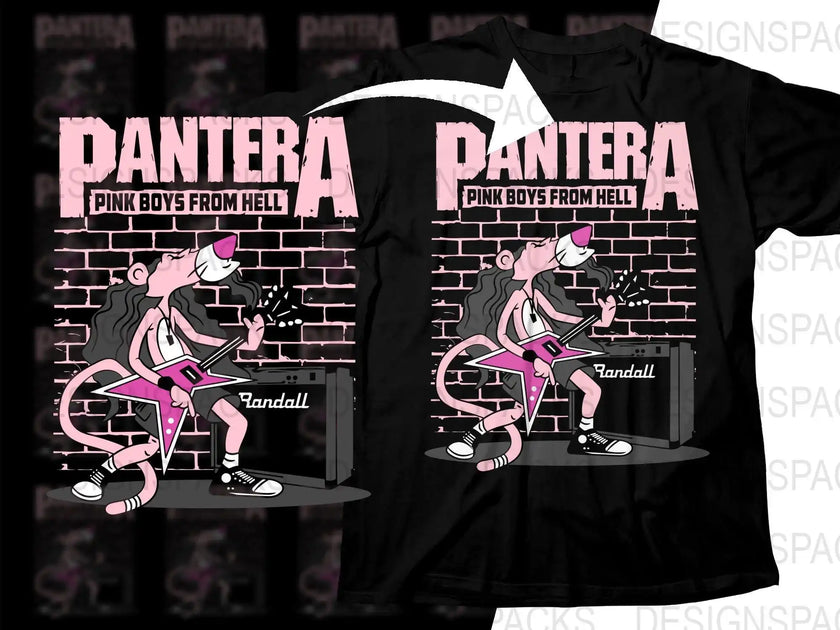 Pantera Cartoon Pink Boys From Hell Rock Band Png Design Digital Downl