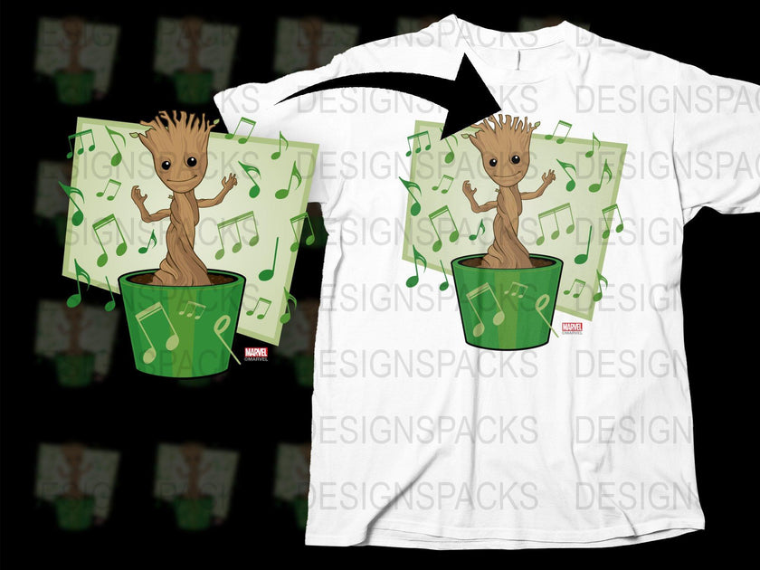 Adorable Dancing Groot Character Design Png Digital Download