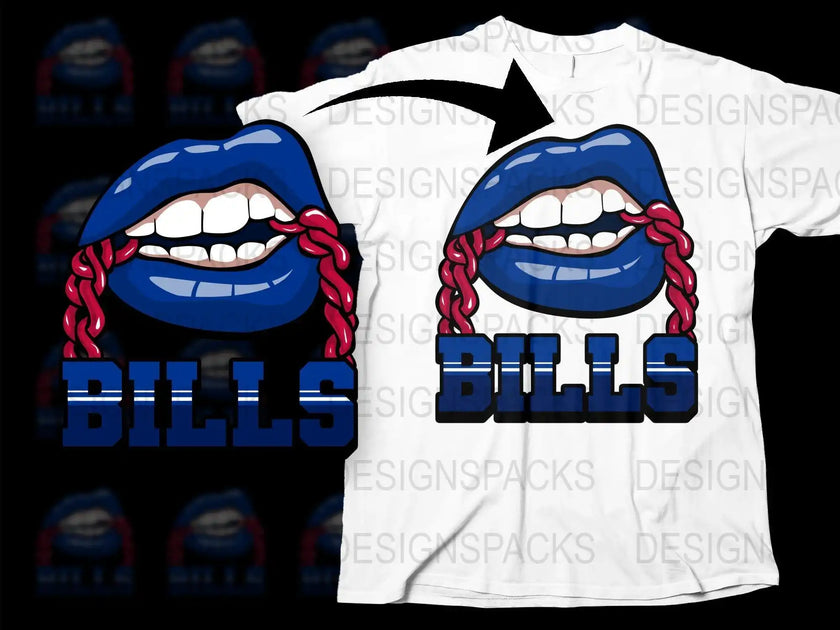Buffalo Bills Zipper Lips Themed Graphic Art Png Digital Download