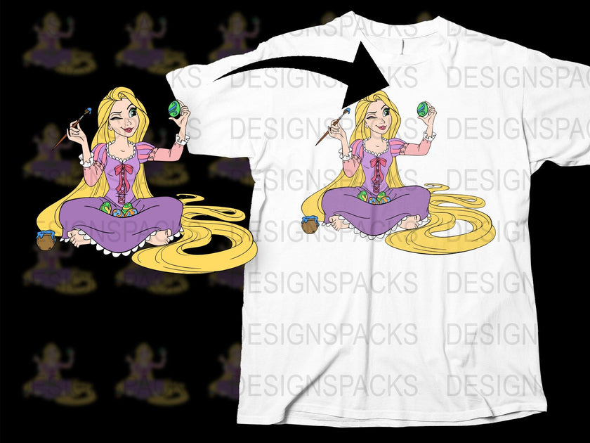 Rapunzel Painting Easter Eggs Png Digital Download