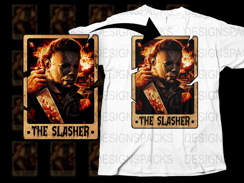 The Slasher Retro Style Graphic Halloween Horror Png Digital Download
