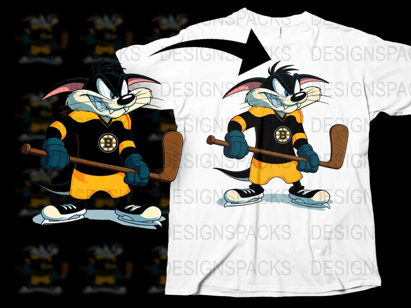Boston Bruins Cartoon Hockey Character Png Digital Download
