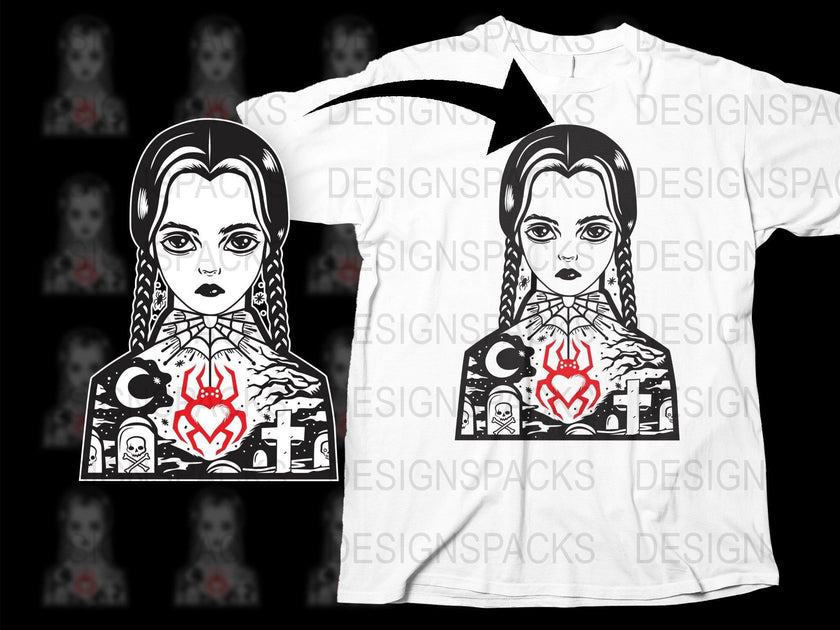 Gothic Wednesday Addams Graphic Png Digital Download