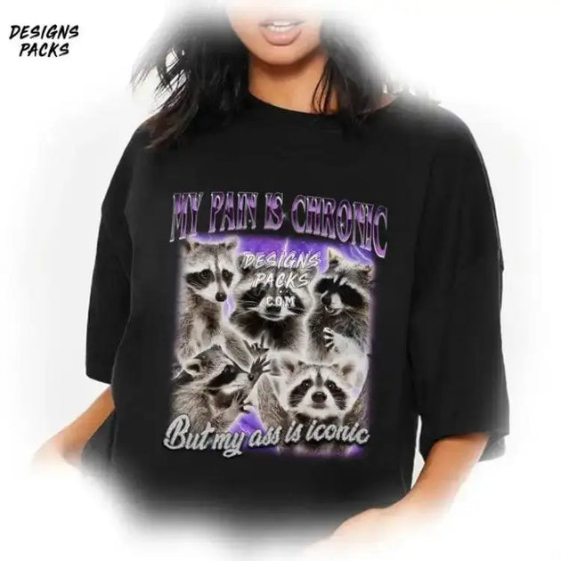 Funny 90s Retro Raccoon Meme My Pain Is Chronic Raccoon Vintage Bootle