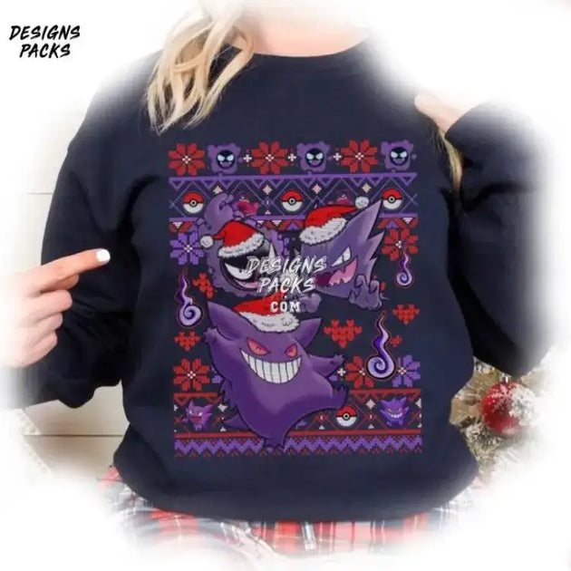 Gengar Gastly Haunter Gengar Anime Christmas Gengar Ugly Christmas PNG