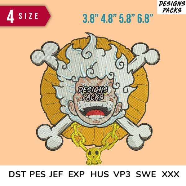 Luffy Bone logo Embroidery Design Multi Sizes