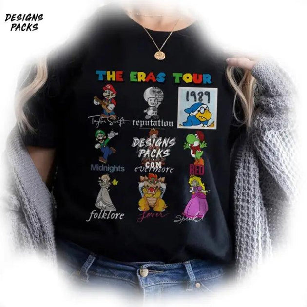 Mario Bros Vintage uper Mario Characters Mario The Eras Tour PNG Desig