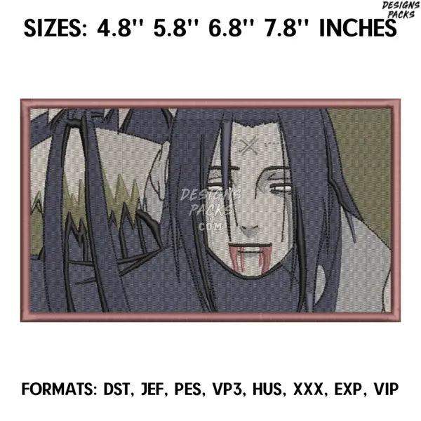 Rectangle Naruto and Neji Embroidery Design