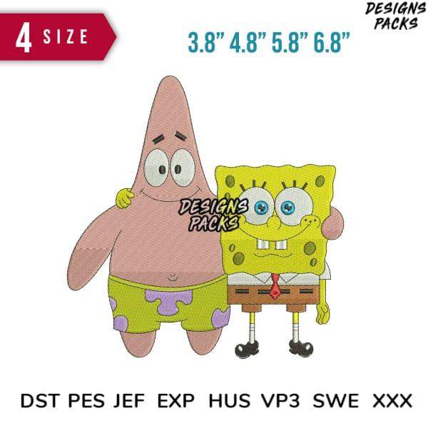 Patrick and spongebob Embroidery Design 3.8" 4.8" 5.8" 6.8"