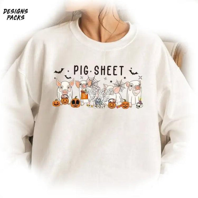 Pig Sheet Retro Halloween Halloween Ghost Pig PNG Design