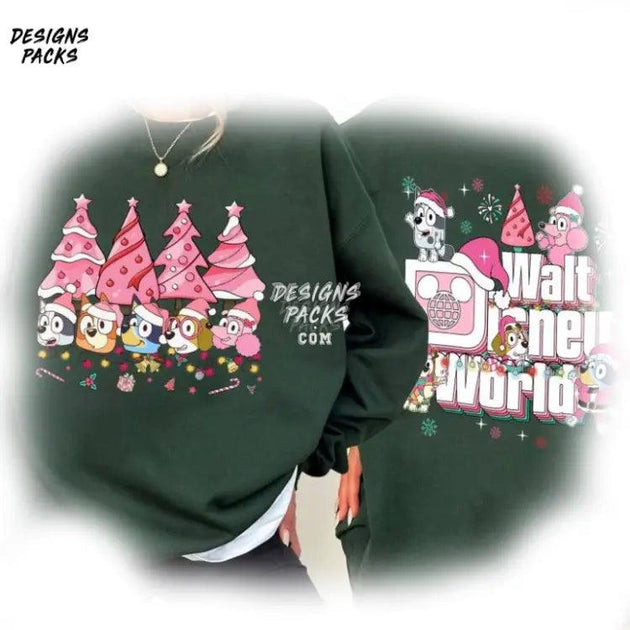 Pink Christmas Bluey Christmas Pink Bluey Christmas Tree PNG Design