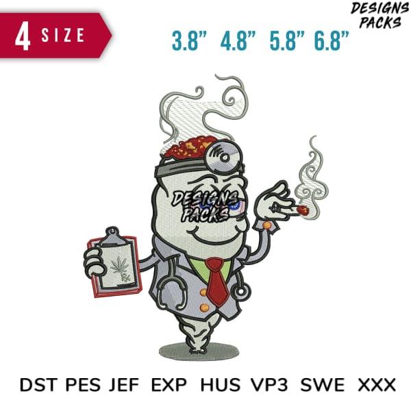 Smoke Doctor Embroidery Design 3.8" 4.8" 5.8" 6.8"