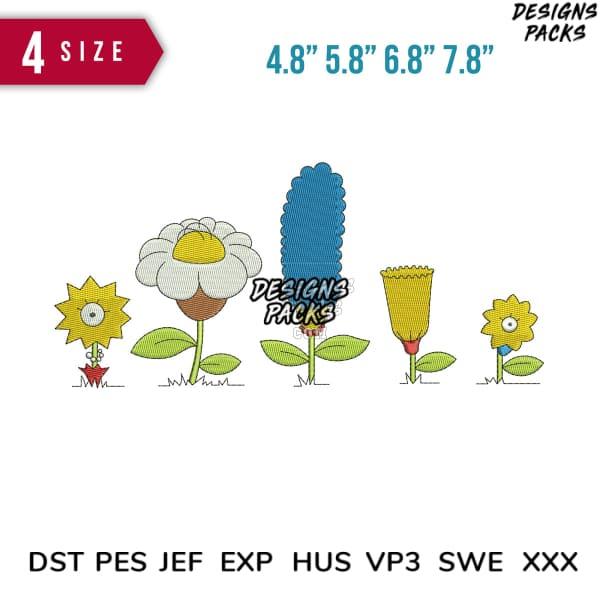 Springfield Flowers Family Cartoon Embroidery Design