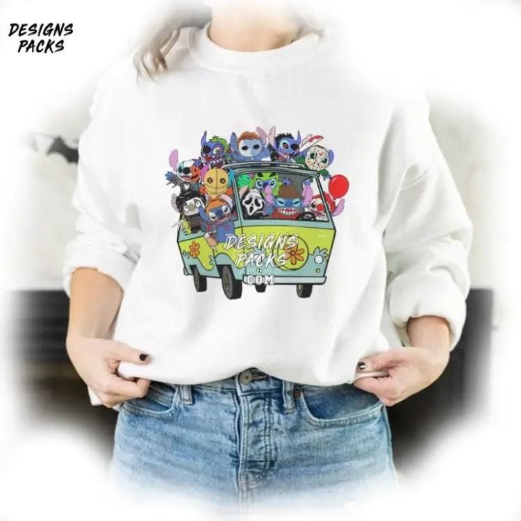 Stitch Horror Jason Voorhees Cartoon Stitch PNG Design