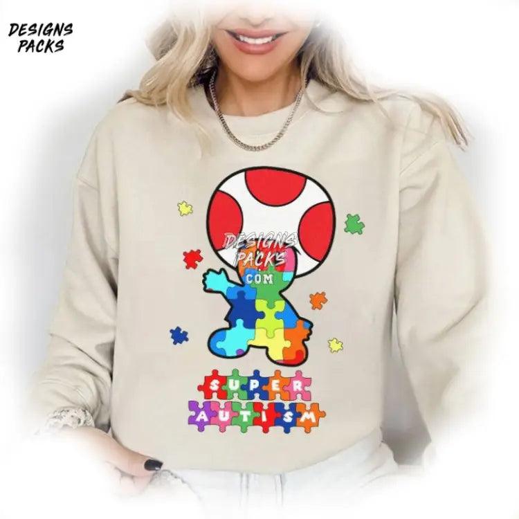Super Autism Autism Awareness Super Mario PNG Design