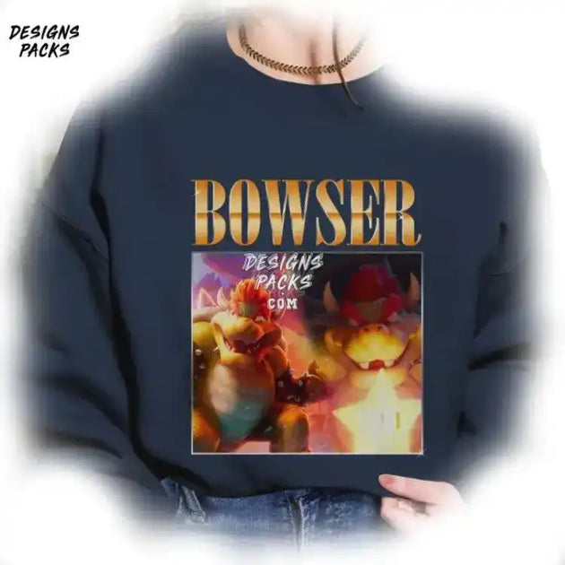Super Mario Bros Homage TV Bowser Mario Vintage Graphic PNG Design