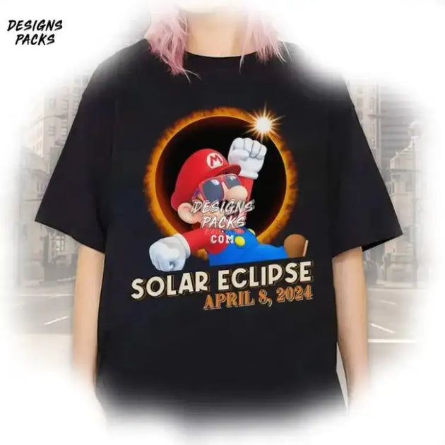 Super Mario Solar Eclipse 2024 Mario Total Solar Eclipse PNG Design