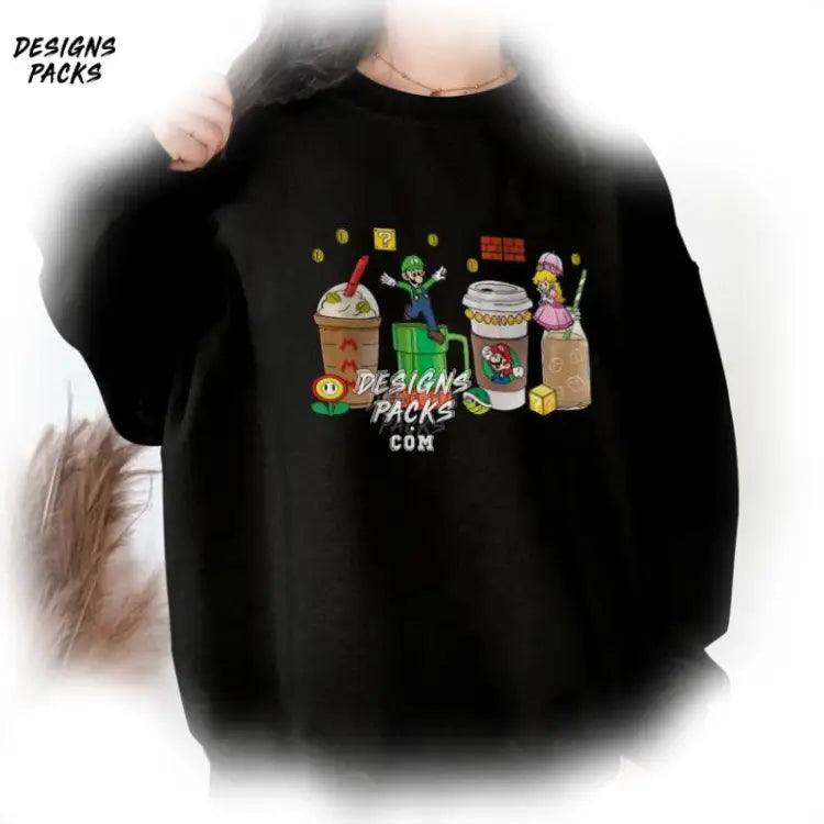 Super Mario Vintage Mario Mario Coffee Latte PNG Design