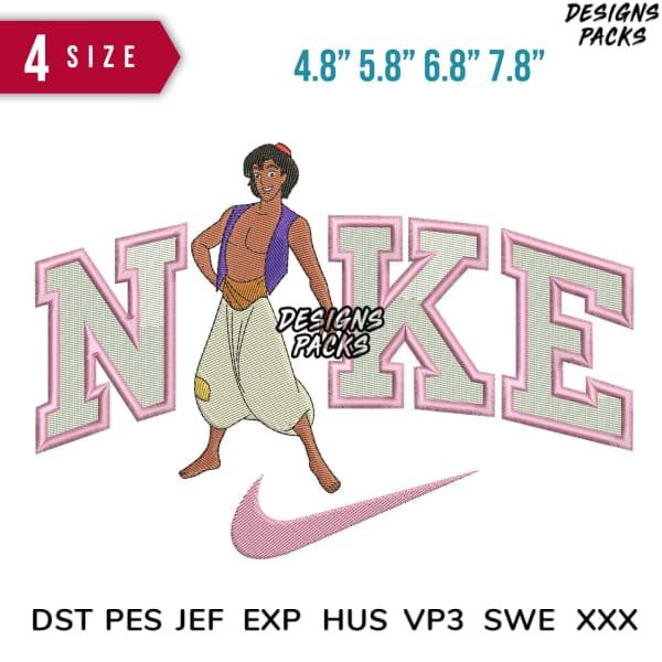 Swoosh Aladdin Pose Embroidery Design Multi Sizes