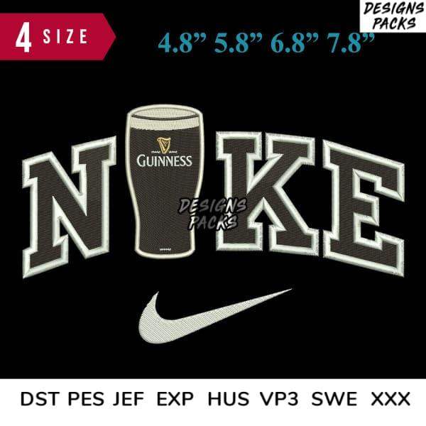 Swoosh Guinness Embroidery Design 4.8" 5.8" 6.8" 7.8"