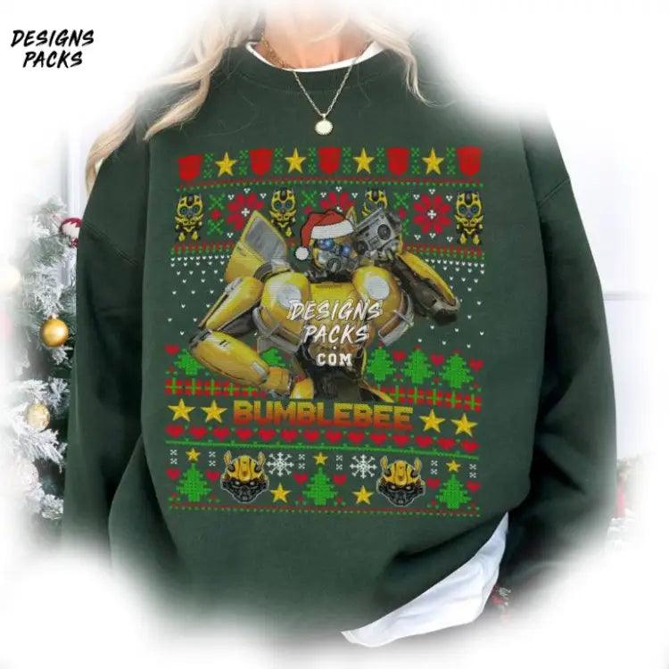 Transformers Autobots Christmas Optimus Prime Bumblebee Ugly Xmas PNG