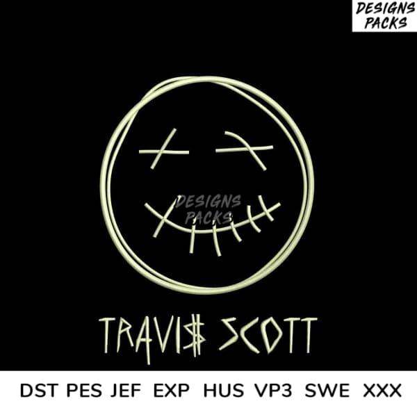 Travis Scott and face logo Embroidery Design 3.8" 4.8" 5.8" 6.8"