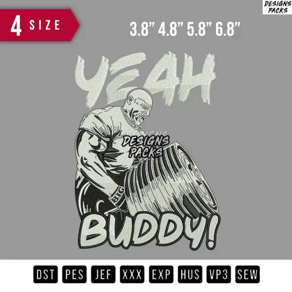 yeah buddy Barrel Muscle Embroidery Design – DESIGNSPACKS